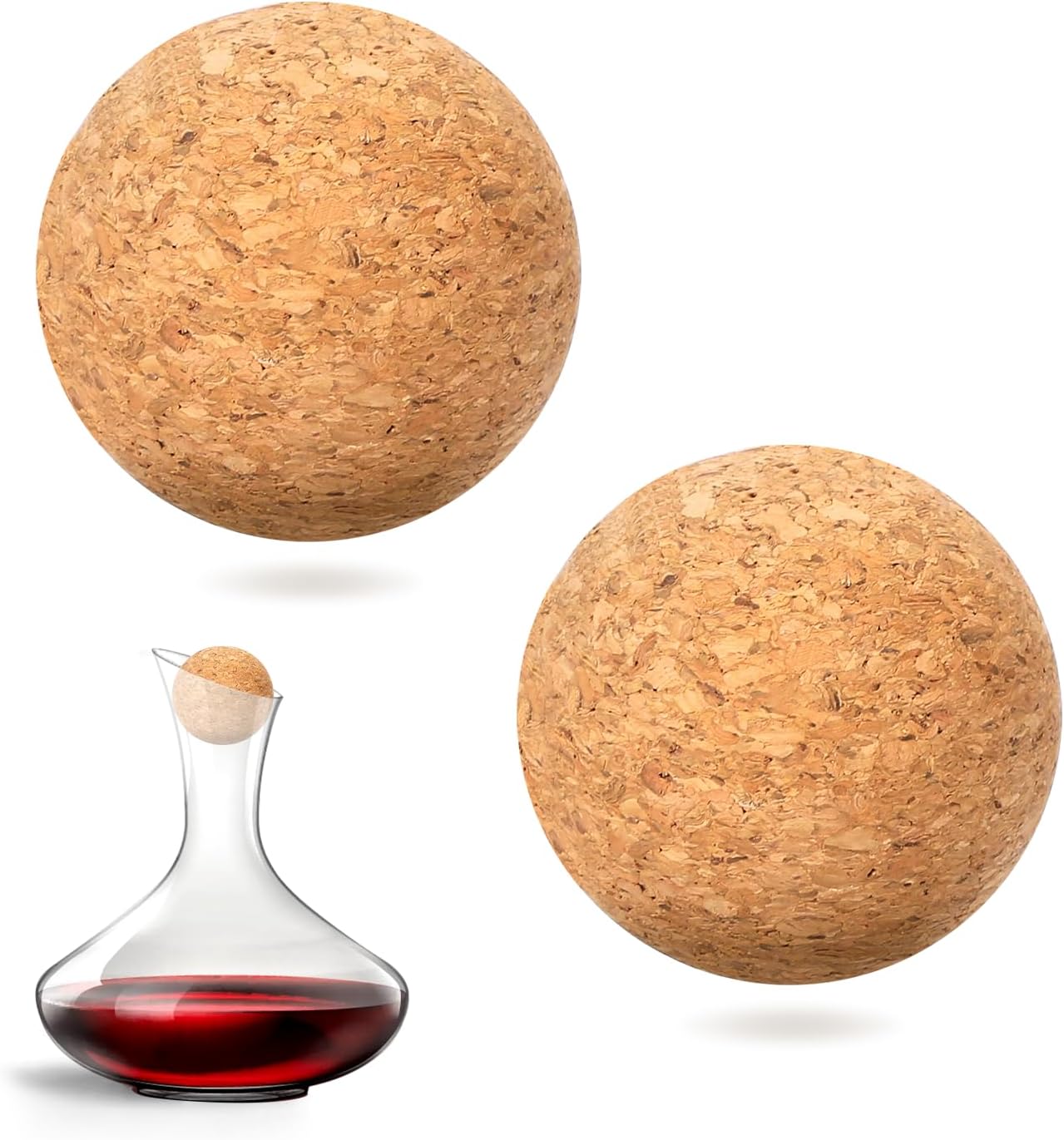 Amazon.com: 2 Pieces Decanter Stopper, Wine Cork Ball Wooden Cork Ball ...