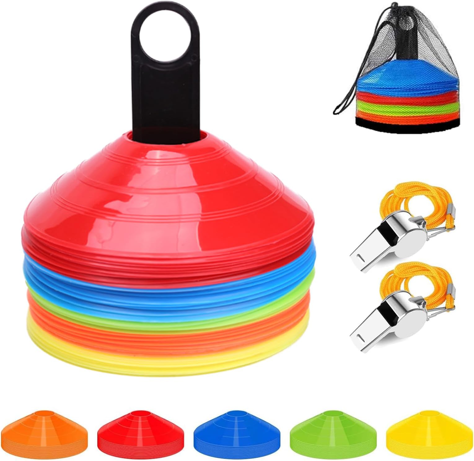 Cones,50 Soccer Cones,Cones Sports with 2 Whistle and Carry Bag,Agility ...