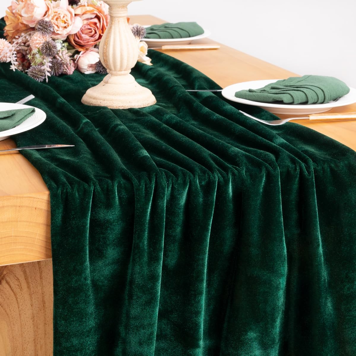 Amazon.com: Socomi Emerald Green Velvet Table Runner 20 x 120 Inches ...