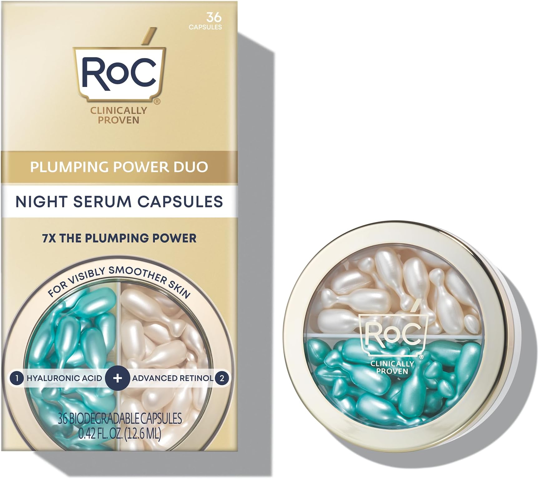 Amazon.com: RoC Retinol + Hyaluronic Acid Plumping Power Duo Night ...