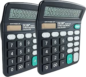 Nutabevr 2 pièce 12 Chiffres Calculette de Bureau Solaire et à Batterie ...