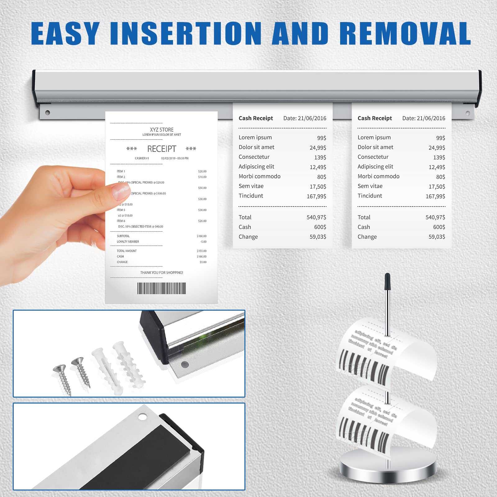 Snapklik.com : Ticket Rack Magnetic Note And Paper Holder Receipt ...