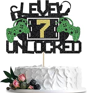 Amazon.com: BIABISD Level 7th Unlocked Sign Cake Topper,Happy 7th ...