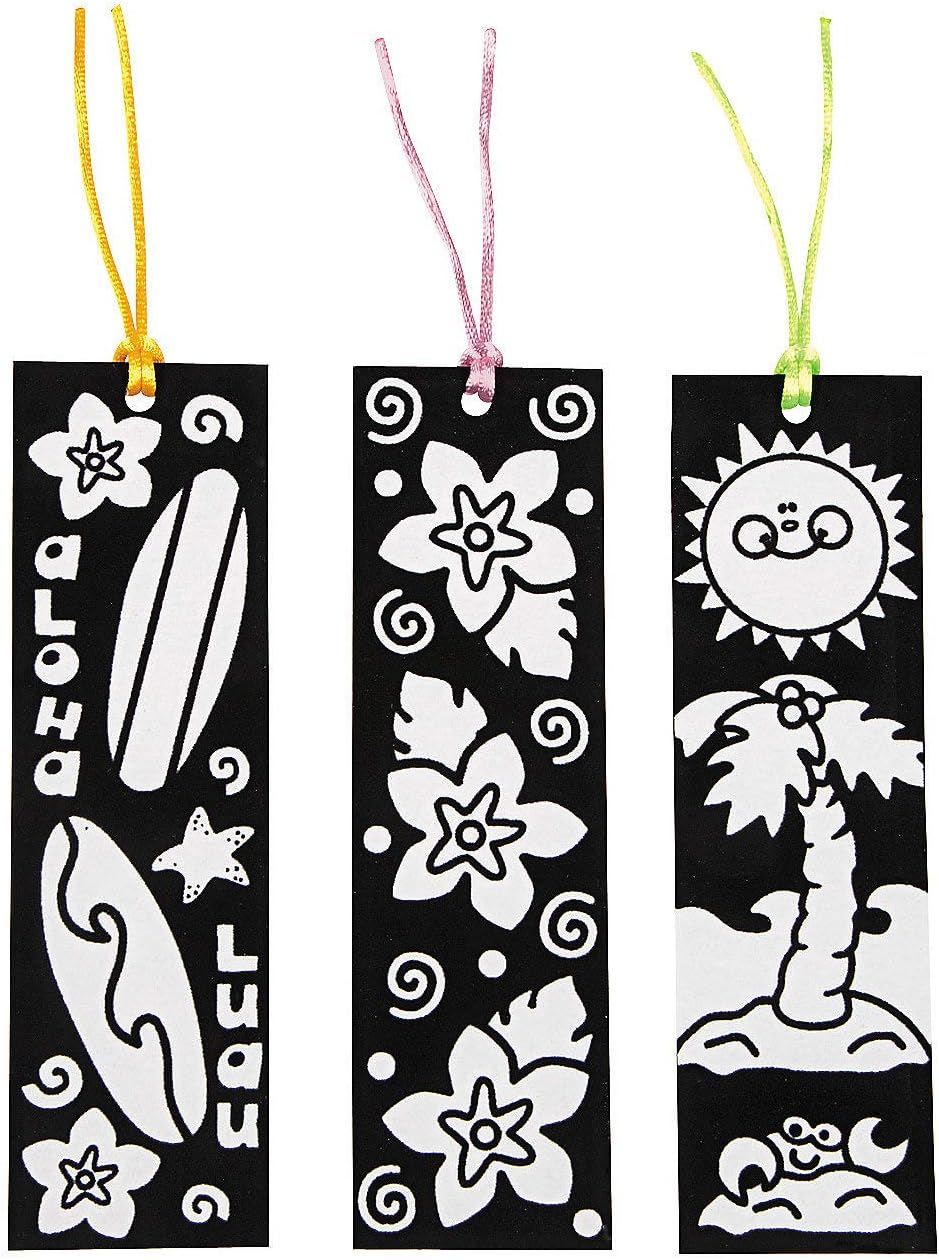 Amazon.com: Fun Express Color Your Own Fuzzy Luau Bookmarks - Crafts ...