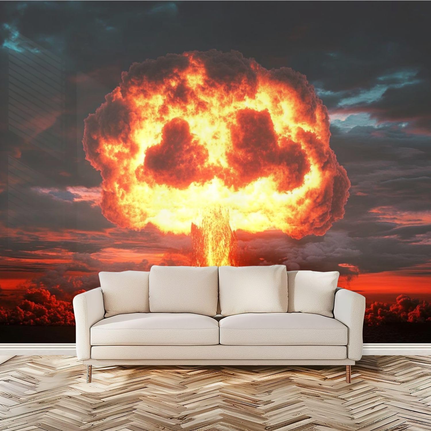 Amazon.com: Wall Mural Atomic Bomb Realistic Explosion red Color Black ...