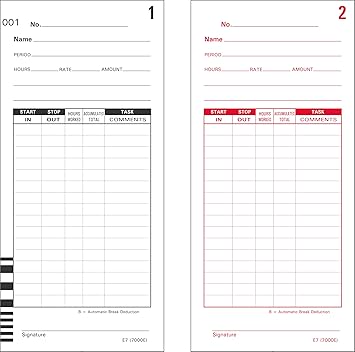 Amazon.com : 200 E7 Time Cards, 200-Count, Made in USA, for Lathem ...