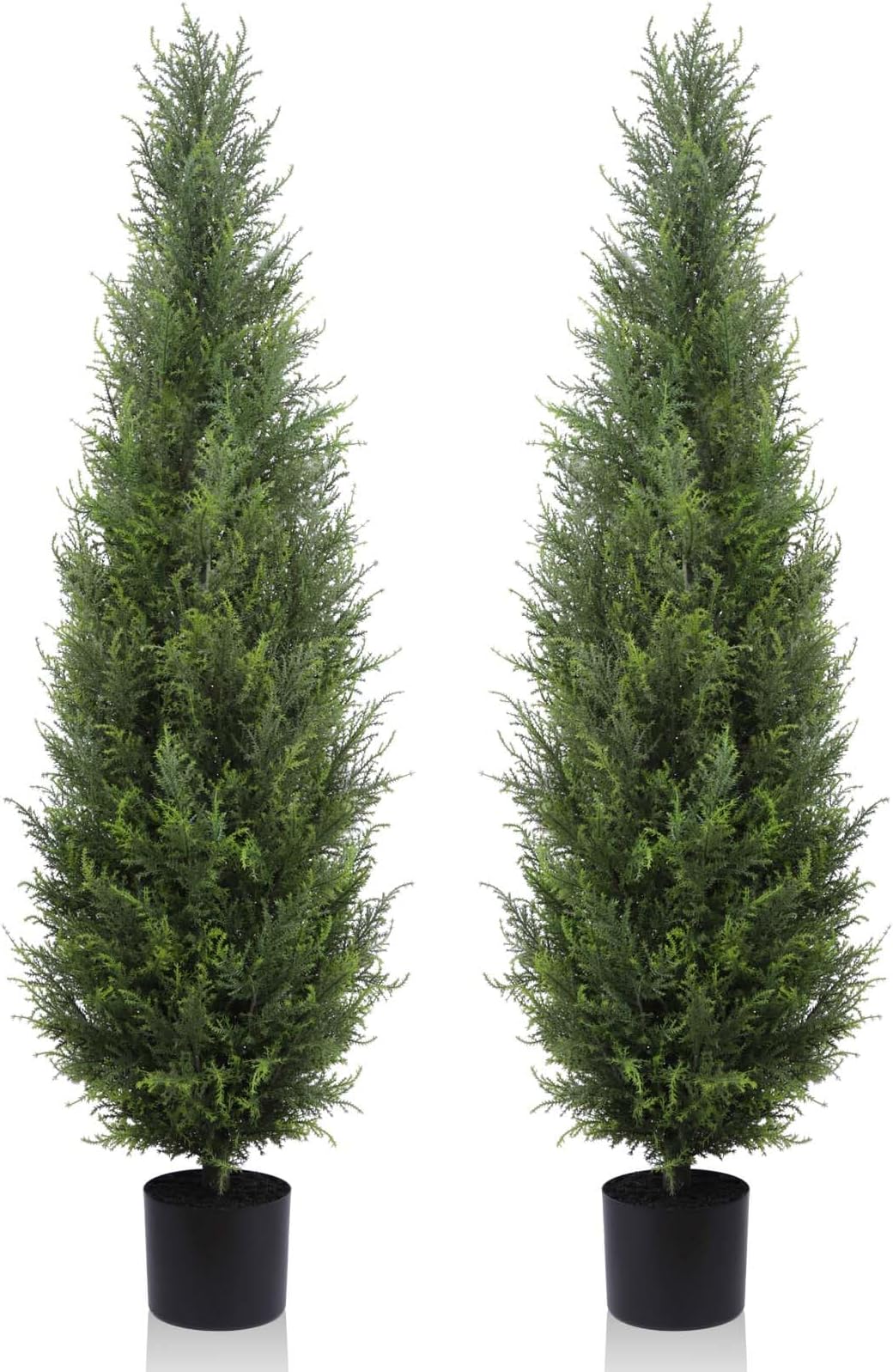 Amazon.com: Set of 2 Pre-Potted 5 Feet Faux Cedar Tree, Lifelike UV ...