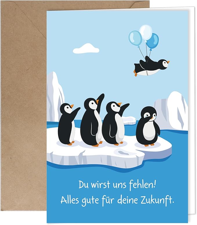 COLOFALLA Abschiedskarte Kollegen Lustig Karte Pinguin zum Abschied ...