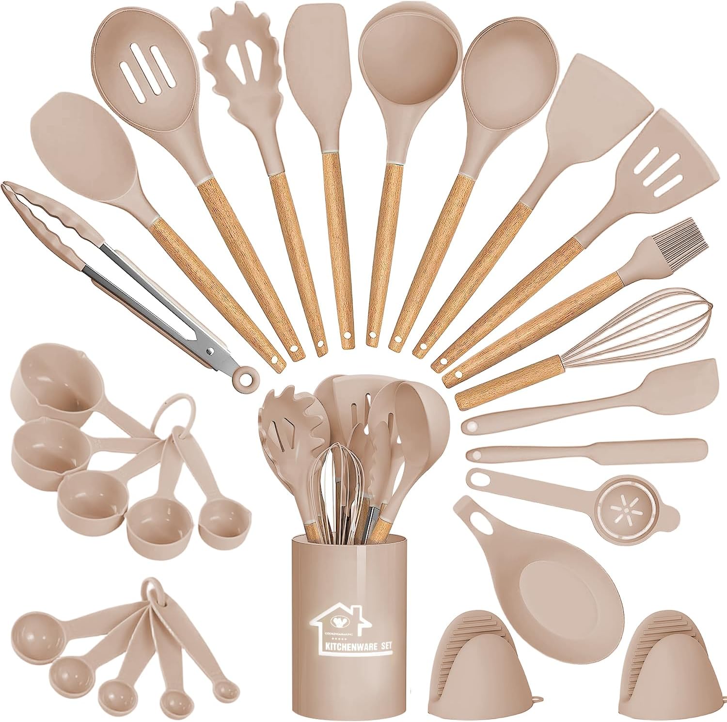 U Chef Juego de utensilios de cocina, 33 piezas de silicona ...