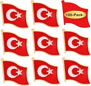 Amazon.com: 100 Pcs Turkey Flag Lapel Pins Bulk Enamel Souvenir- Metal ...