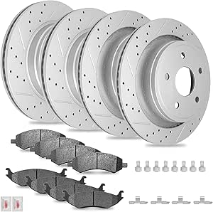 Amazon.com: ACB ZONE Disc Brake Kits with Pads and Rotors Front & Rear Drilled Slotted Vented ...