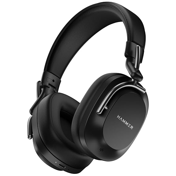 HAMMER Bash Pro 33 dB Hybrid ANC Over Ear Wireless Headphones, 4 Mics ...