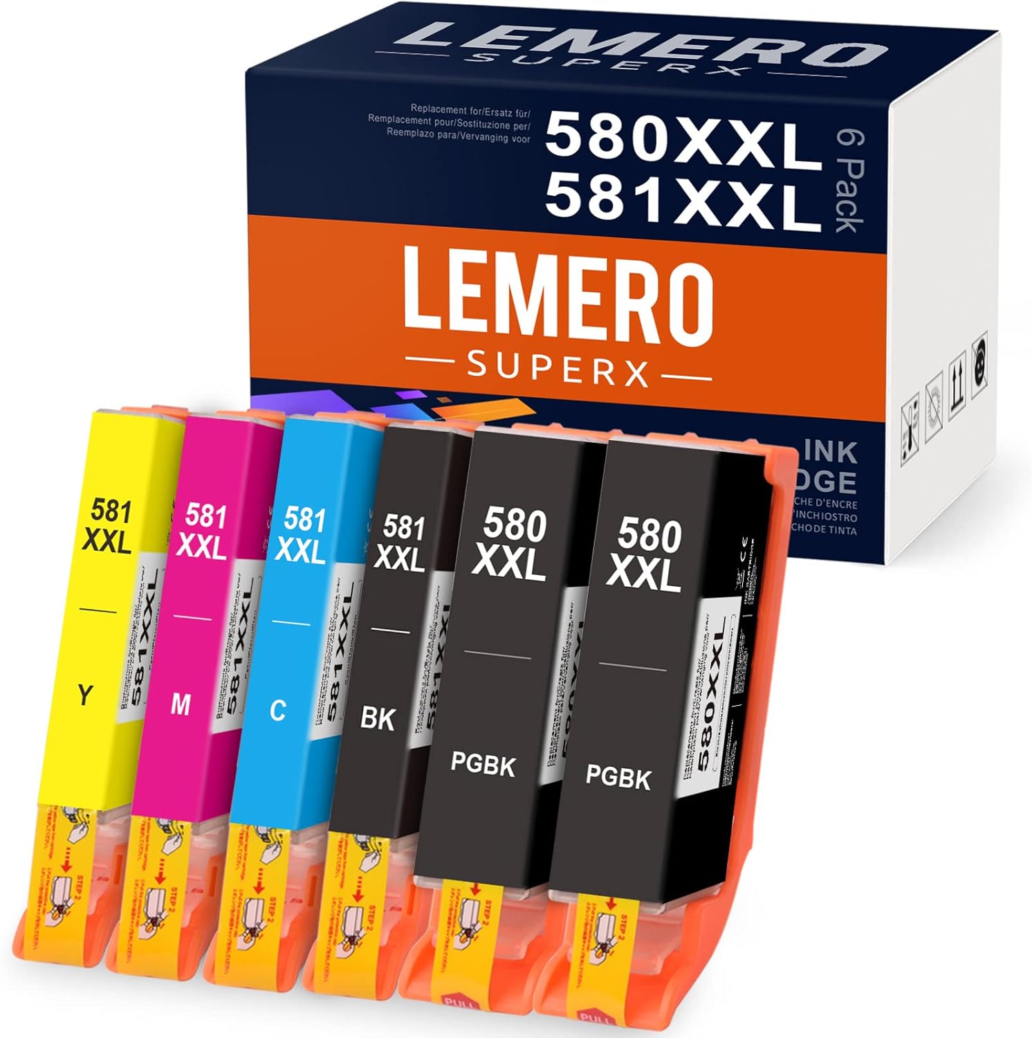 LEMERO SUPERX PGI-580 XXL Druckerpatronen Kompatibel für Canon 580 581 ...