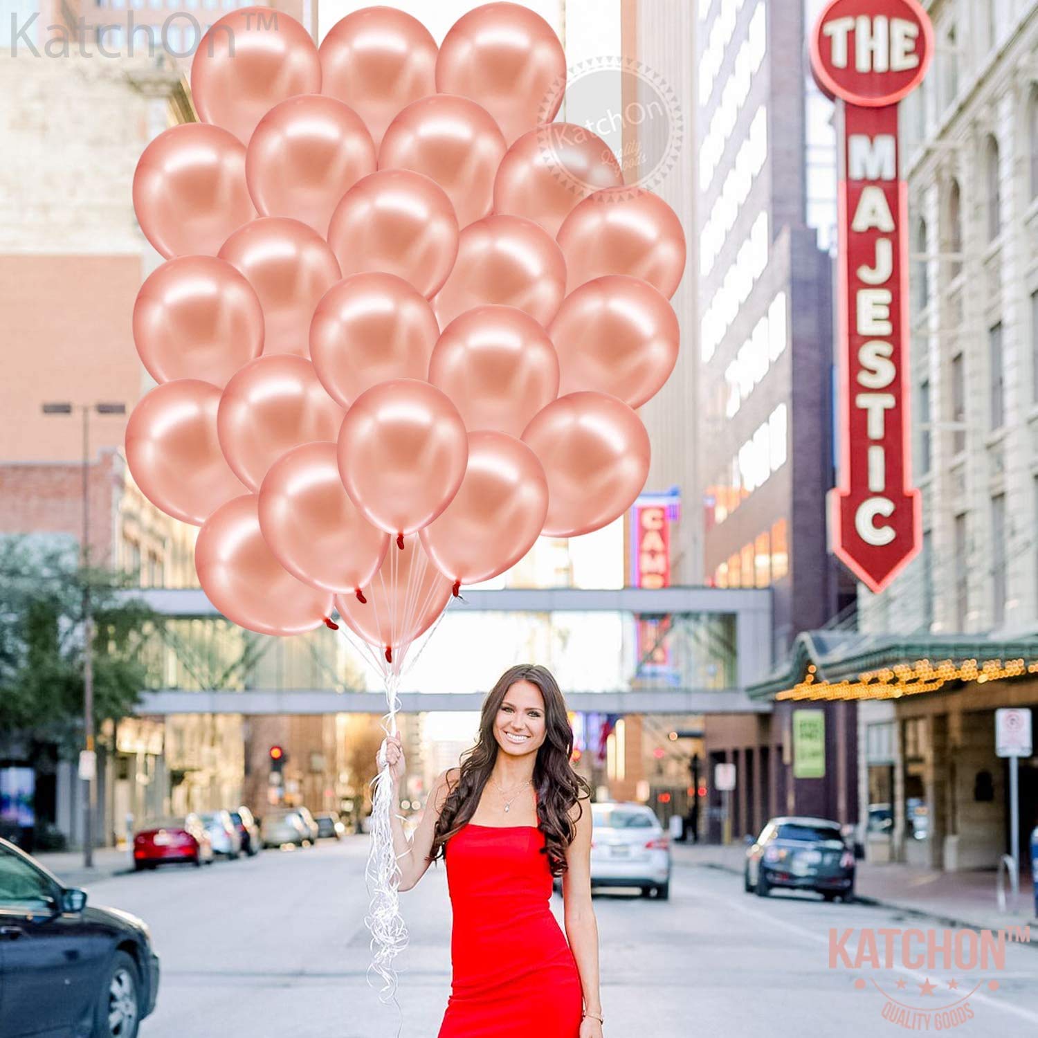 Rose Gold Balloons Set, 50 Pieces - 12 Inch, Metallic Rose Gold Balloon ...
