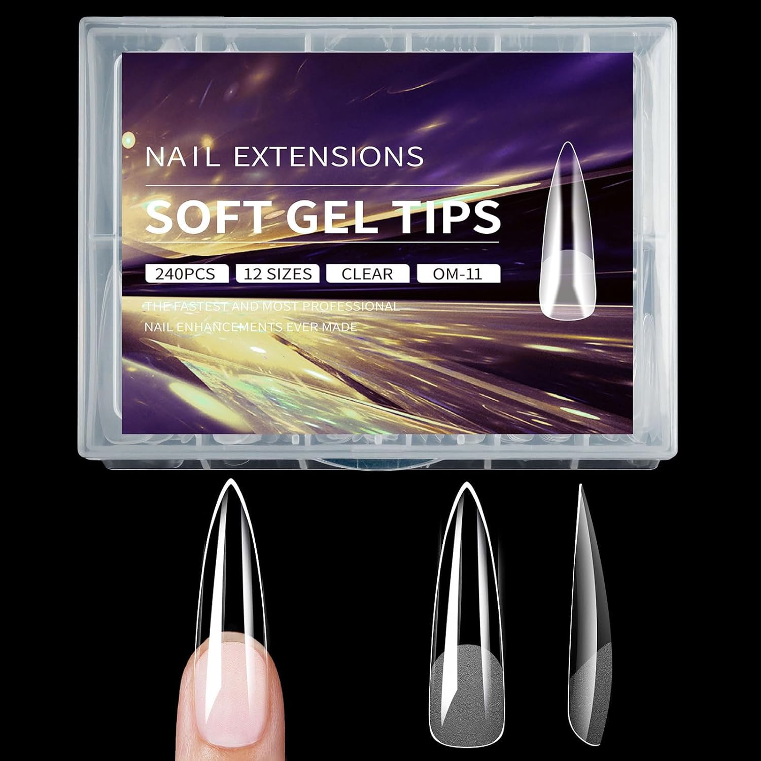 Clear Square Nails Tips For Acrylic Professional Long Almond Full ...