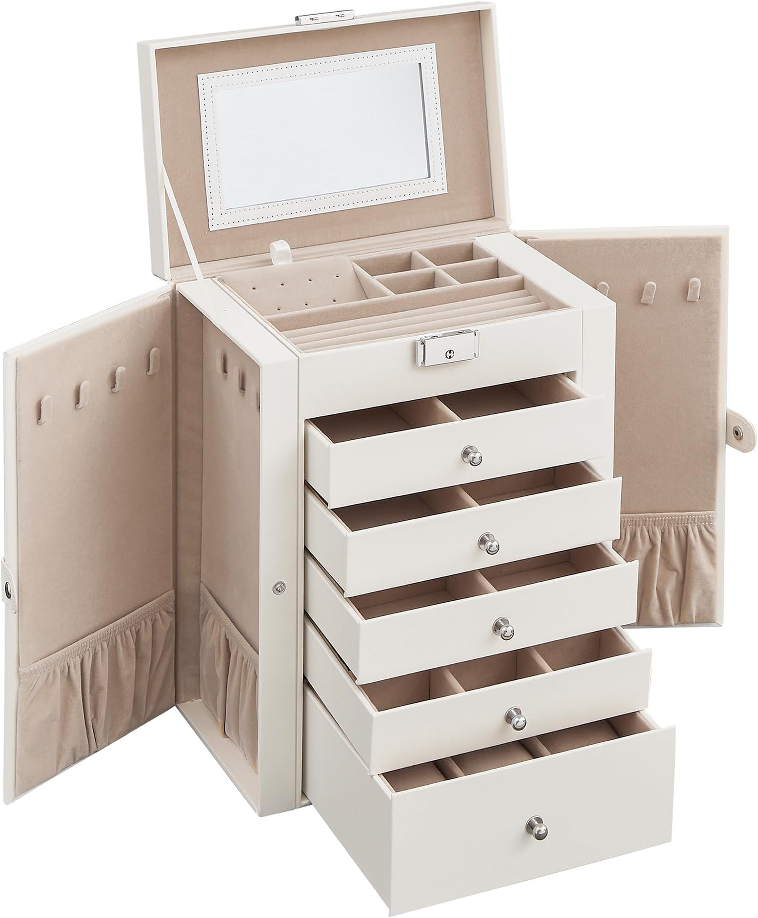 Amazon.com: V-LAFUYLIFE Large Jewelry Box,Jewelry Organizer Box with 5 ...