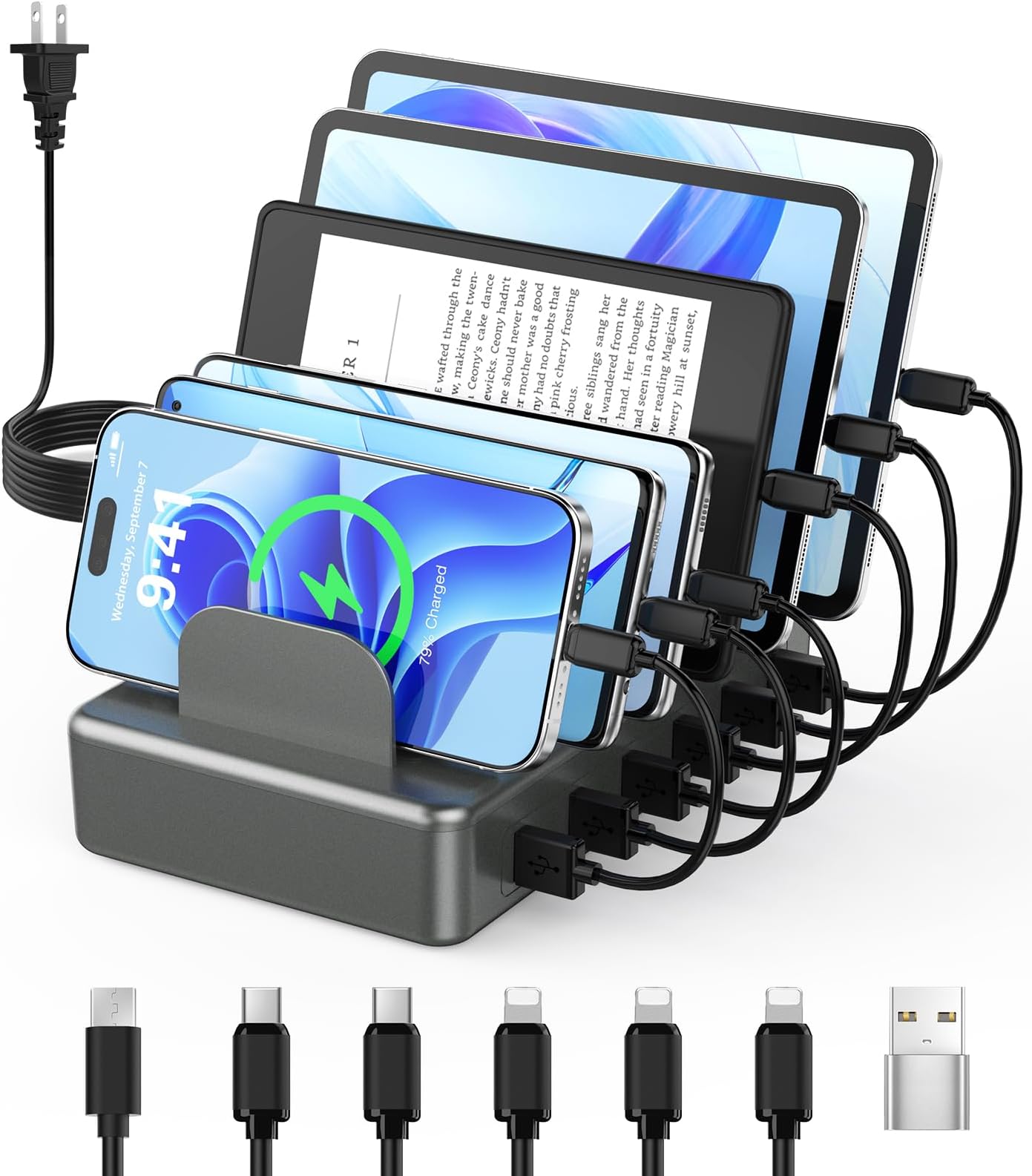 Amazon.com: CREATIVE DESIGN Charging Station, 50W 6 Ports Multi Charger ...