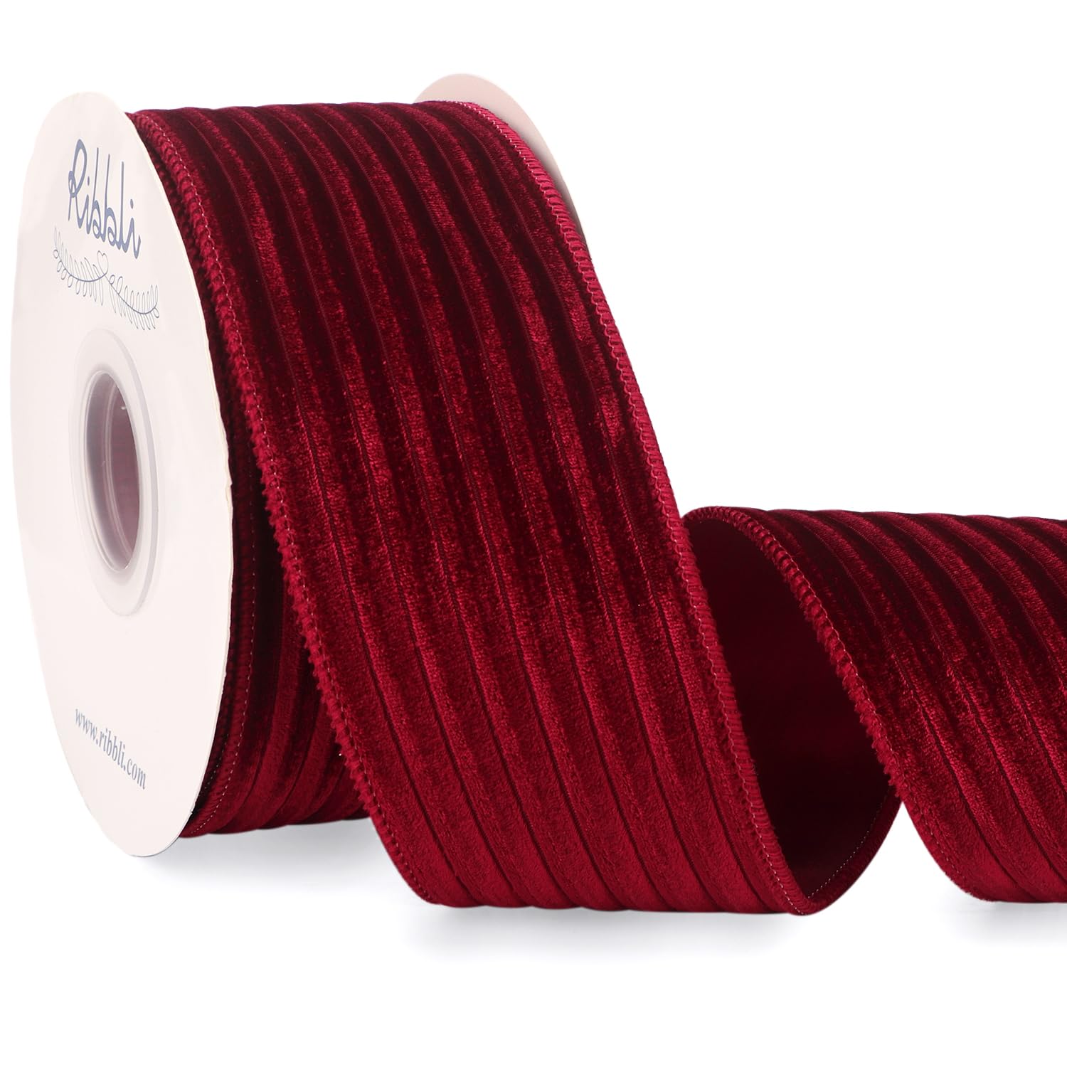 Amazon.com: Ribbli Glossy Dark Red Velvet Wired Ribbon 2.5 Inch Striped ...