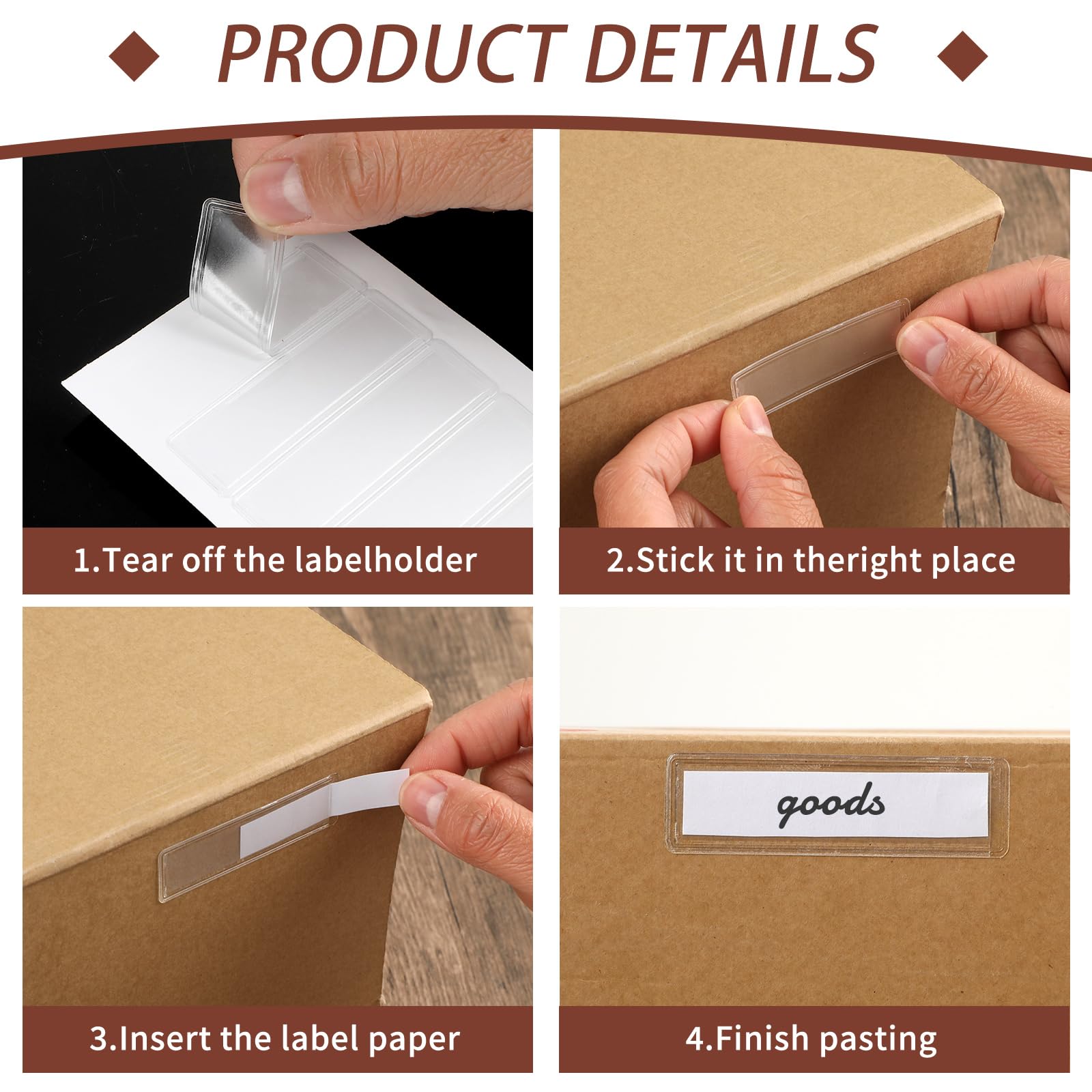 Adhesive Label Pockets 100 Clear - Top-Loading Index Card Holders For ...