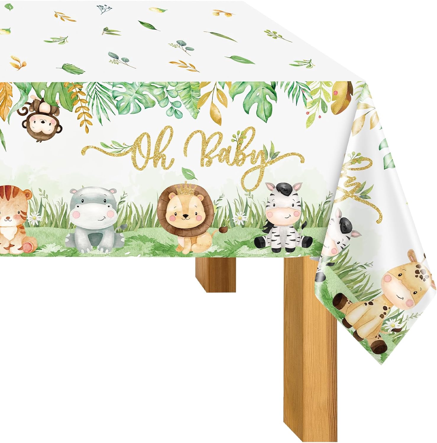 Amazon.com: Weecent Safari Baby Shower Tablecloths Jungle Animals ...