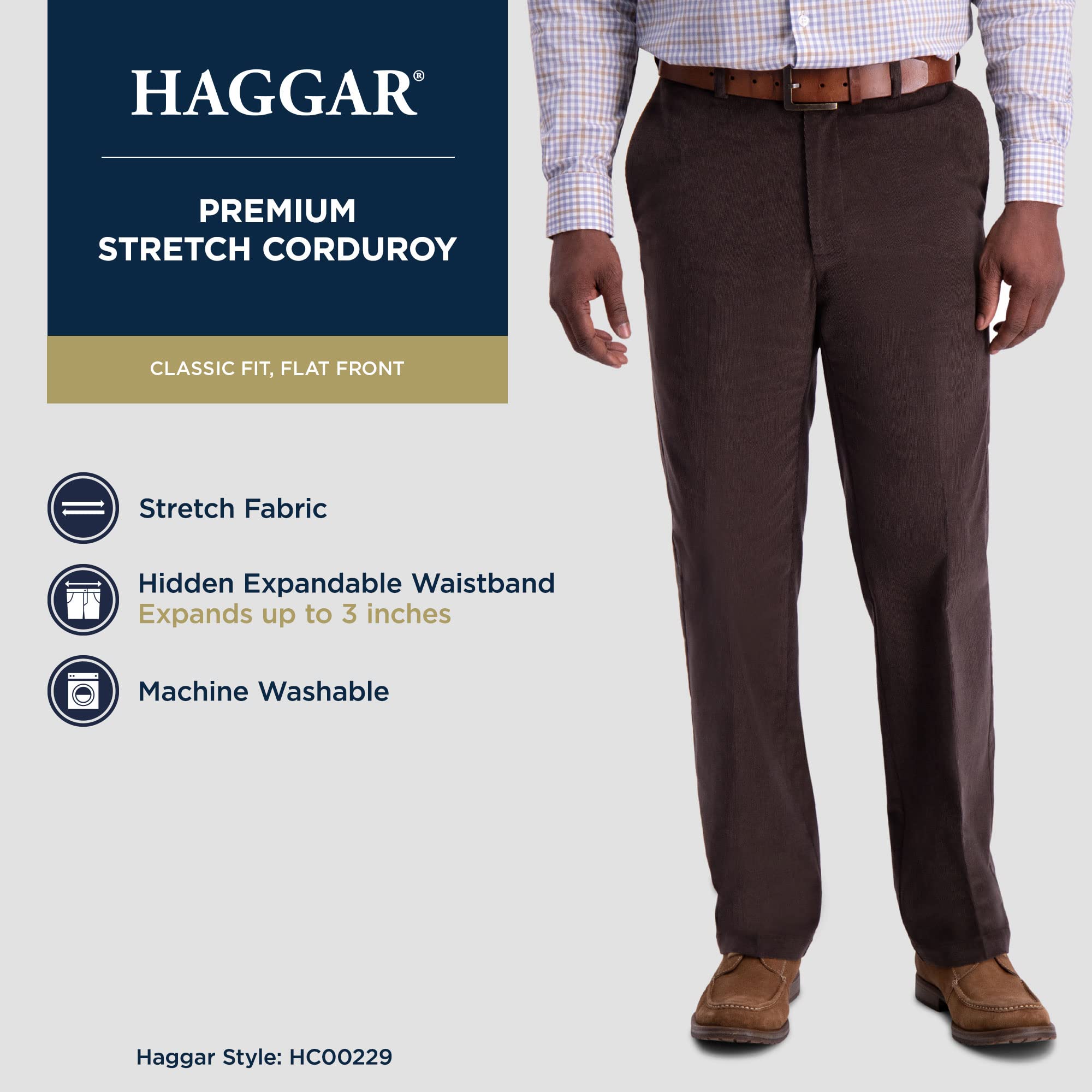 Snapklik.com : Haggar Mens Stretch Corduroy Expandable Waist Classic ...