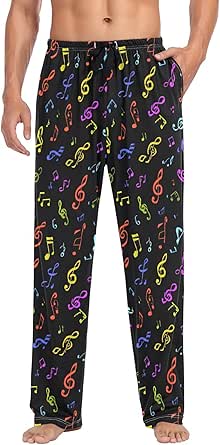 Amazon.com: ALAZA Musical Notes Music Men's Pajama Pants Men Cotton ...