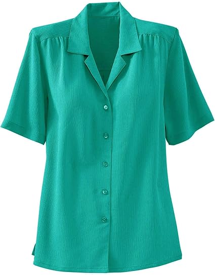 National Donnkenny Solid Camp Shirt Womens Blouse Wrinkle Resistant