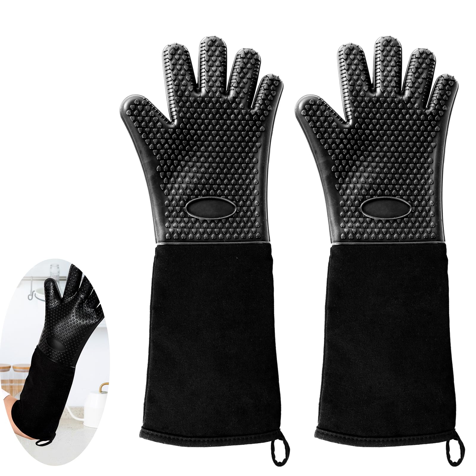 Amazon.com: 1 Pair 19.7 Inch Extra Long Silicone Oven Mitts, Heat ...