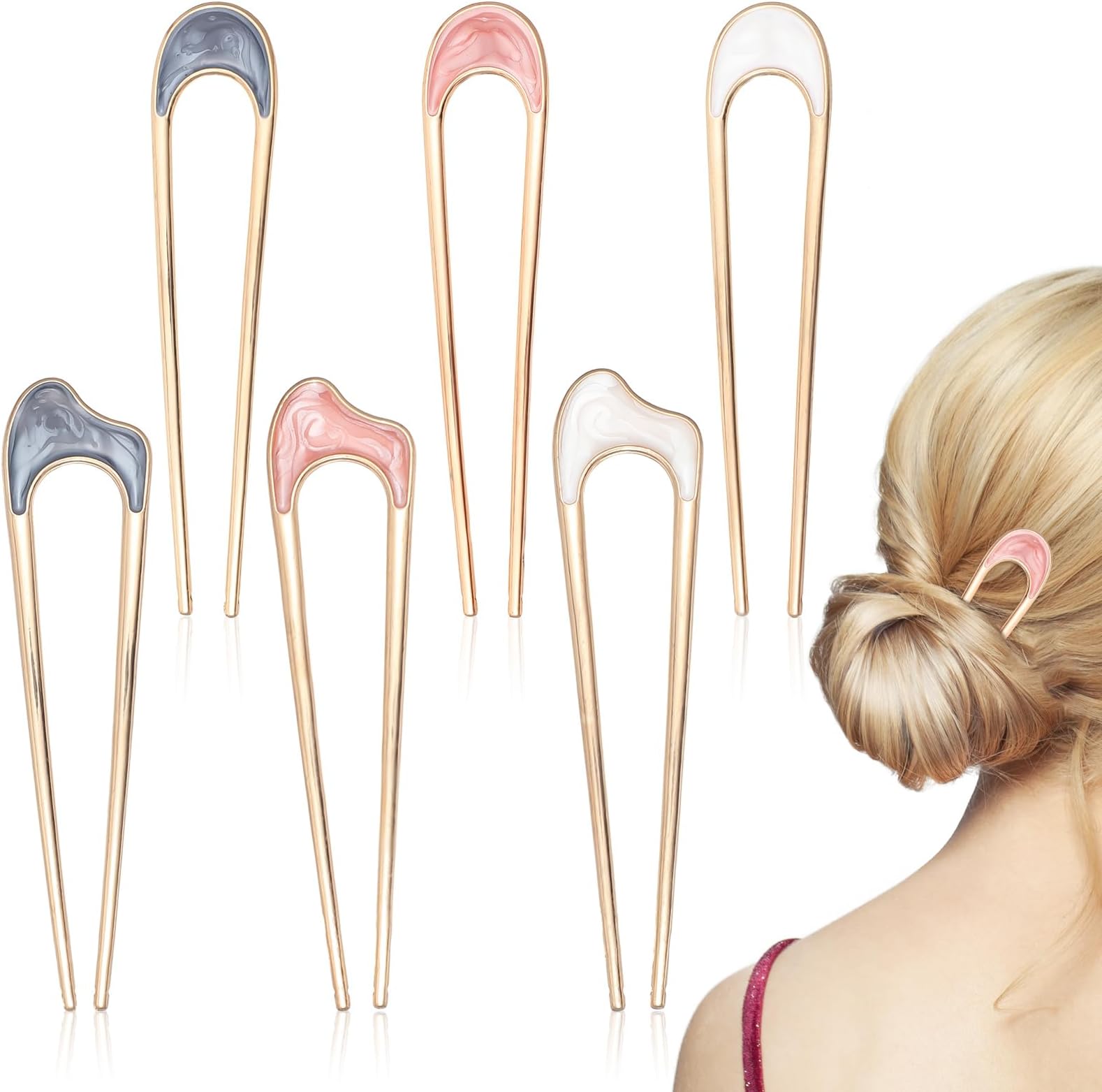 Amazon.com : Ouligay 3pcs Metal French Hair Pins for Buns,U Shaped Hair ...