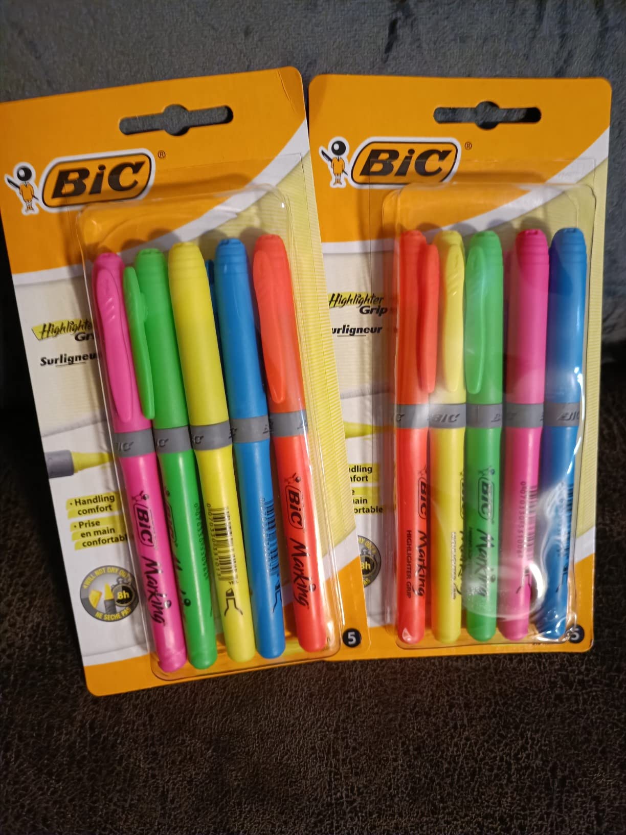 BIC Textmarker, 2x5 Highlighter Set, mit Keilspitze, drückt nicht durch ...