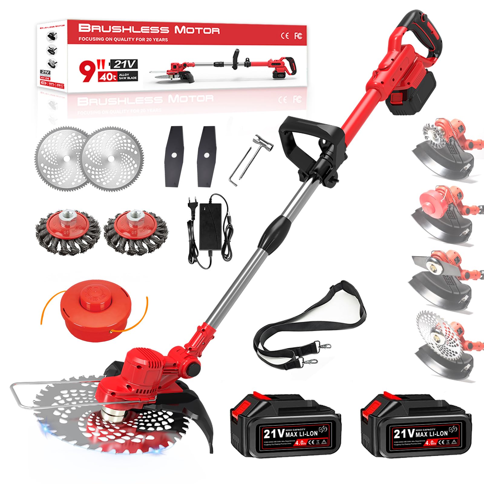 SHJICH Cordless strimmer with battery and charger, 4-In-1 Cordless ...