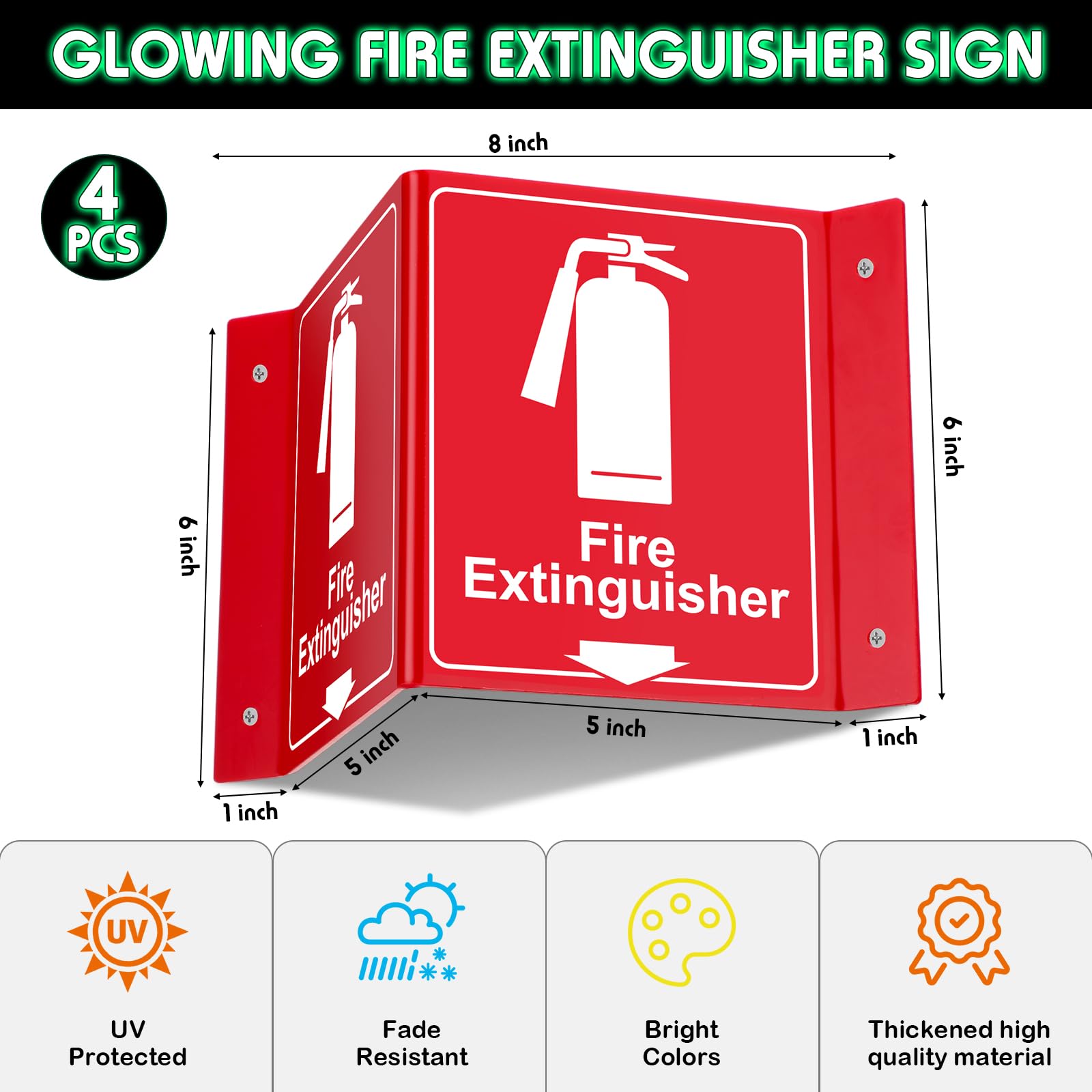 90 Degree Angle Safety Signs 2 Pack - Fire Extinguisher Angle Signs (6 ...