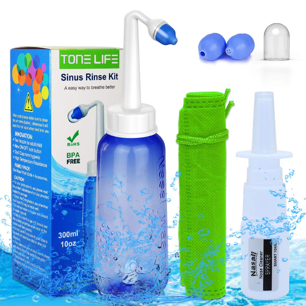 Tonelifesinus Rinse Kit 10oz Moisturizing Nasal Pump Sprayer Nasal ...