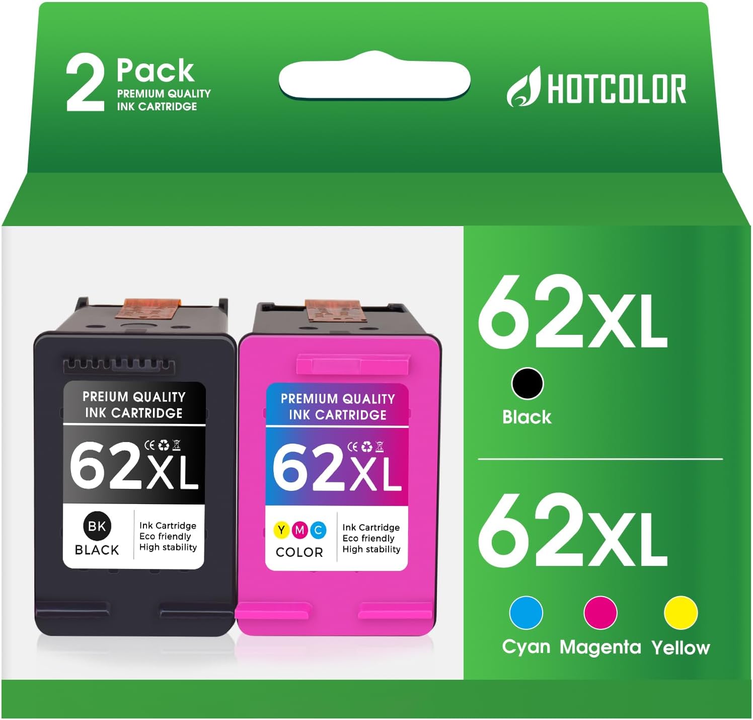 Amazon.com: HOTCOLOR 62 62XL Ink Cartridge Combo Pack Replacement for ...