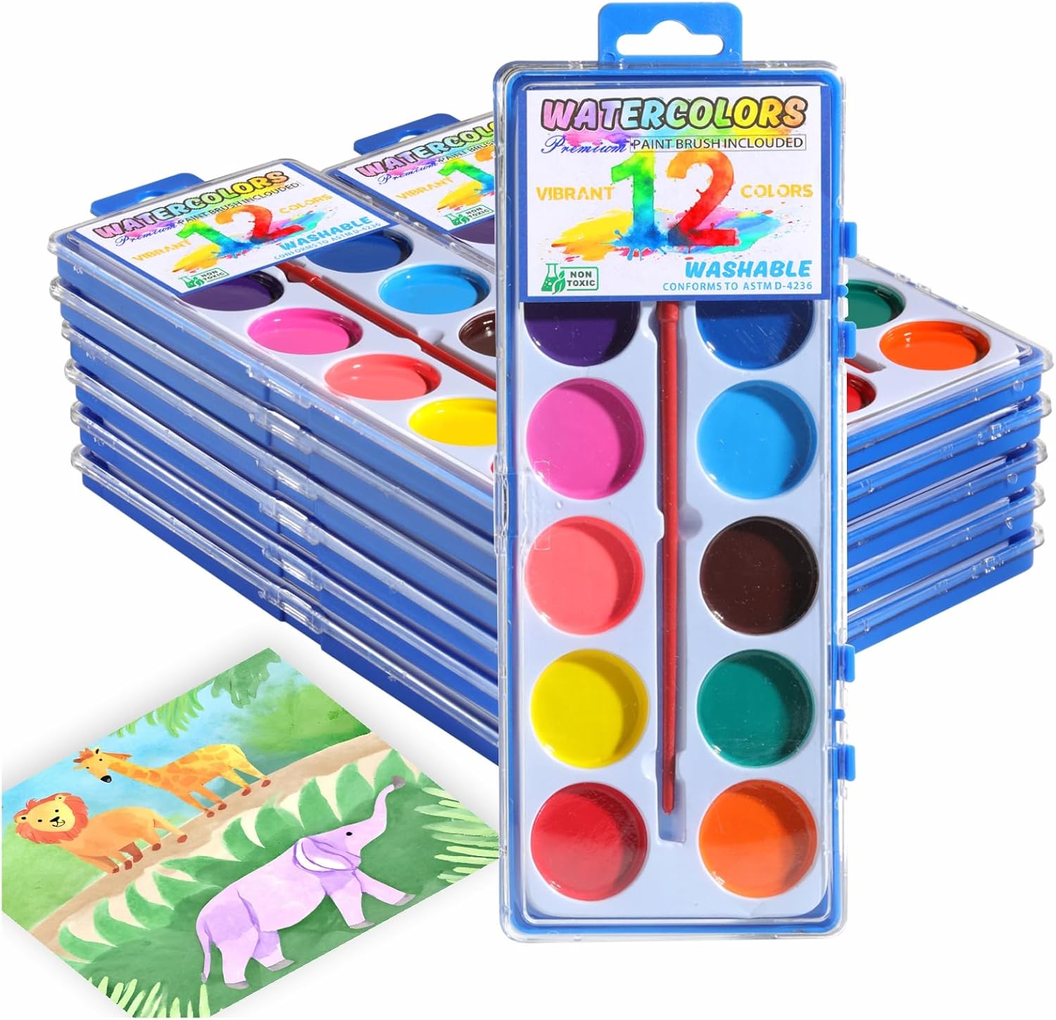 Amazon.com: 12 Packs Watercolor Paint Set Bulk, 12 Vibrant Colors ...