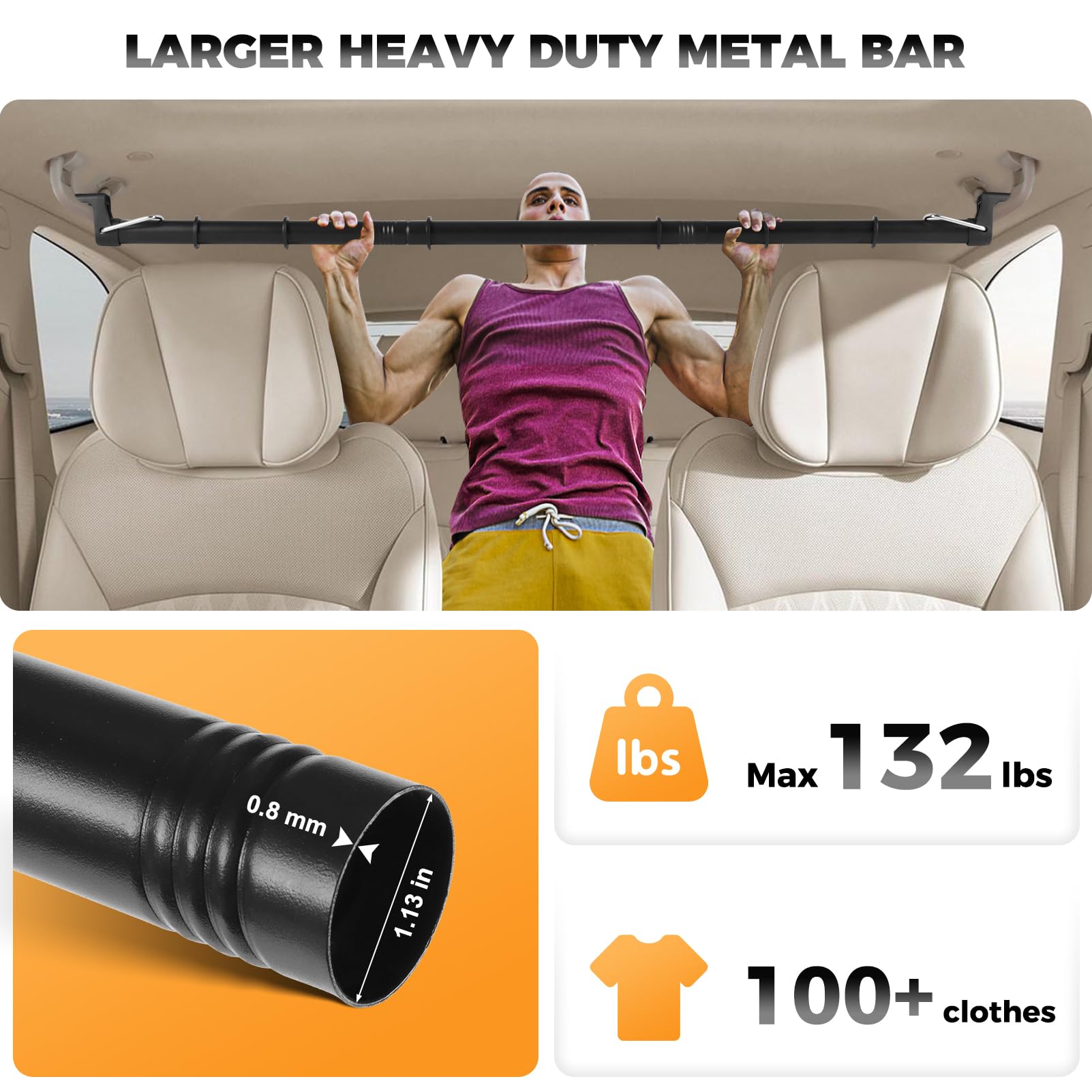 Snapklik.com : Car Clothes Hanger Bar, Heavy Duty Adjustable 3063 ...