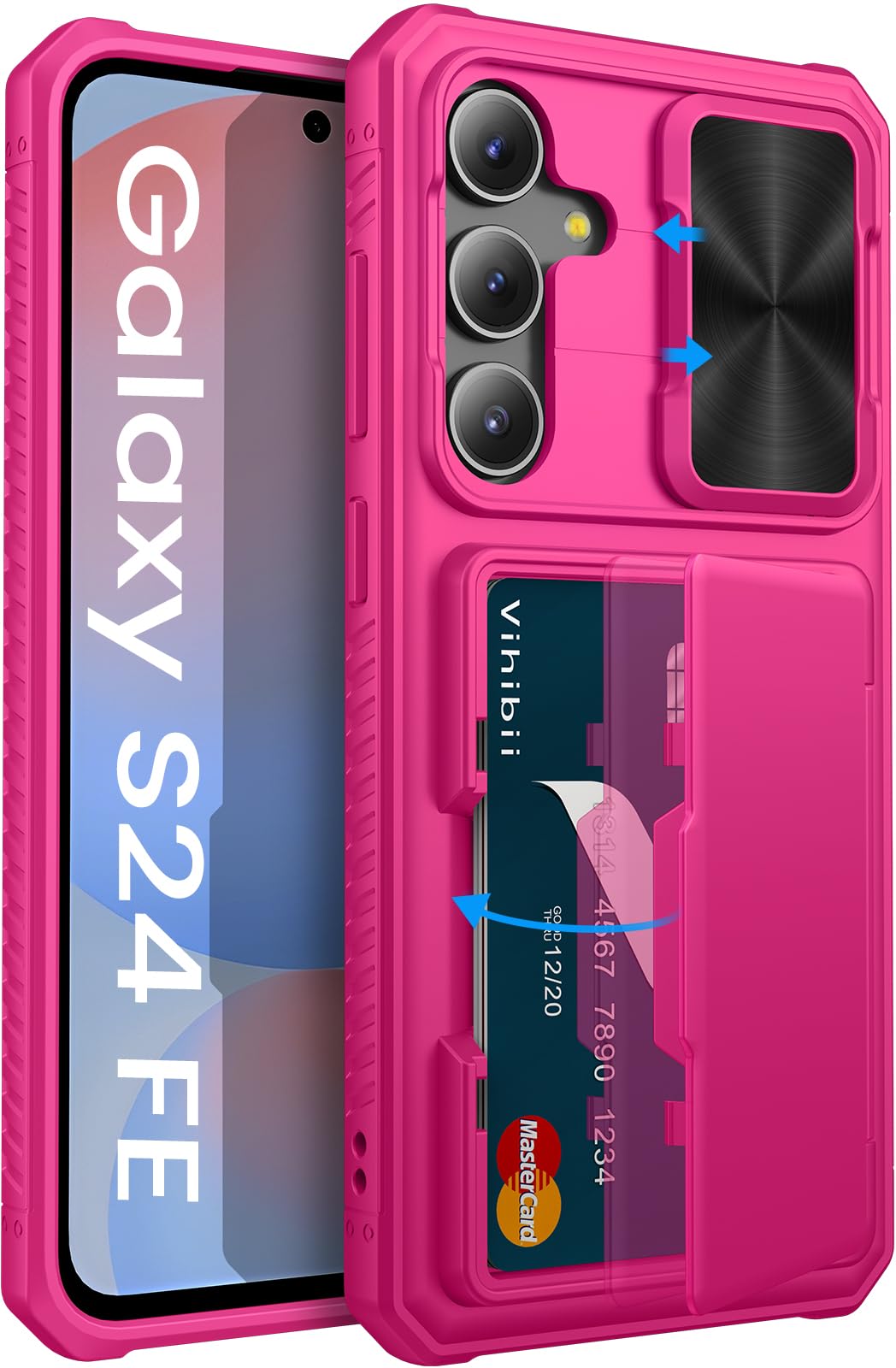 Amazon.com: Vihibii for Samsung Galaxy S24 FE Case with Card Holder (4 Cards) & Slide Camera ...