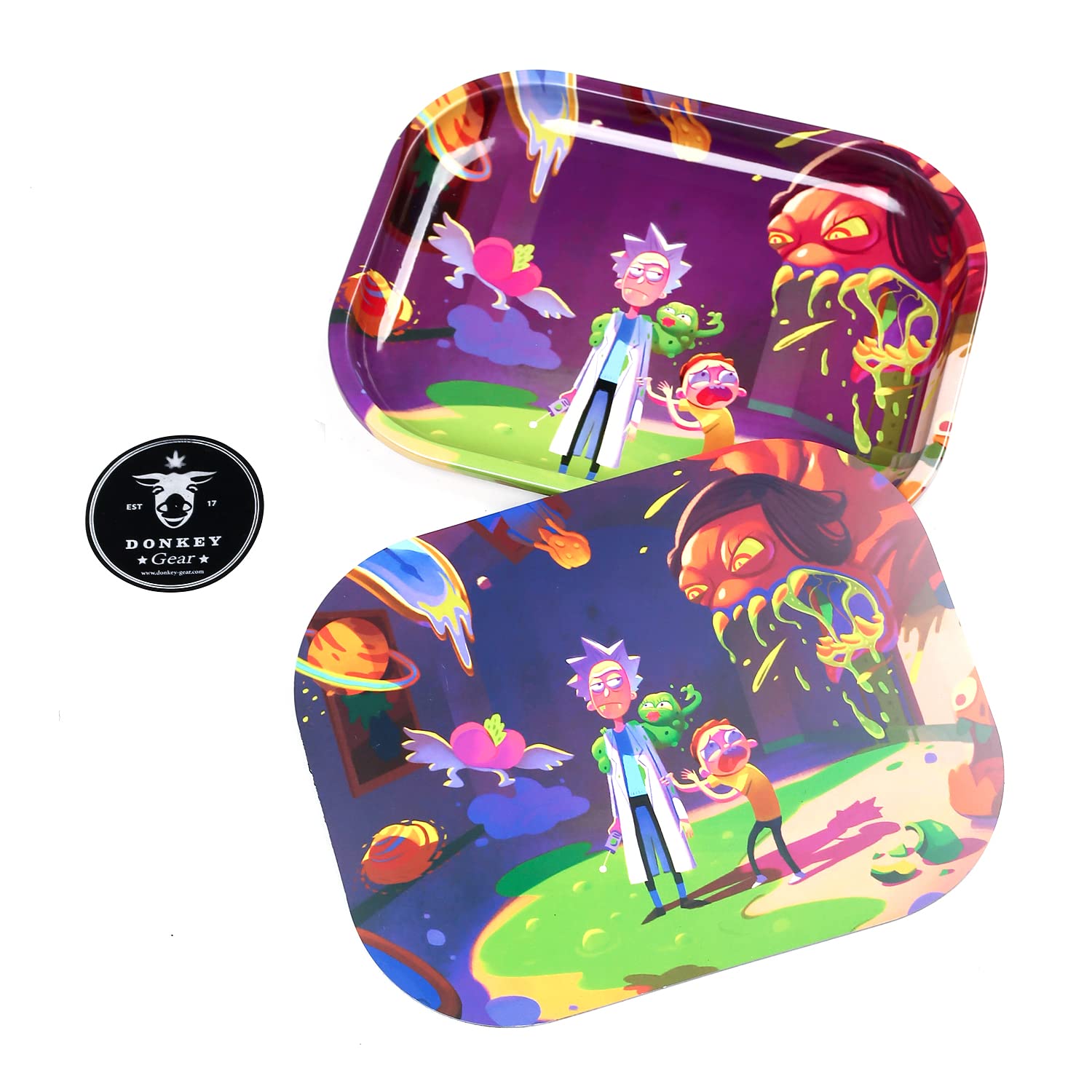 Cigarette Rolling Tray with Magnetic Lid Cover Rick Alien World Morty ...