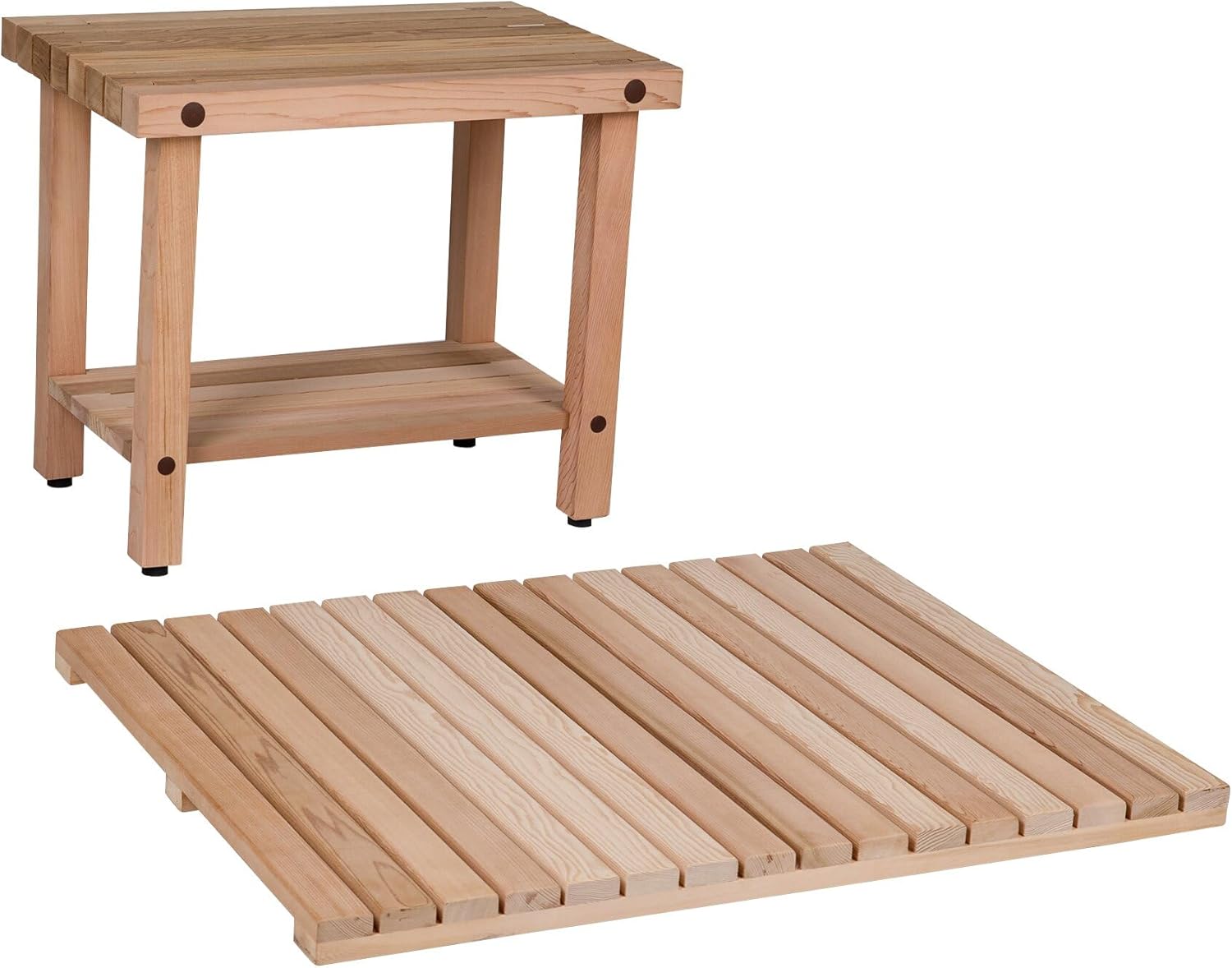 Amazon.com: cedar wood shower mat & shower bench : Home & Kitchen