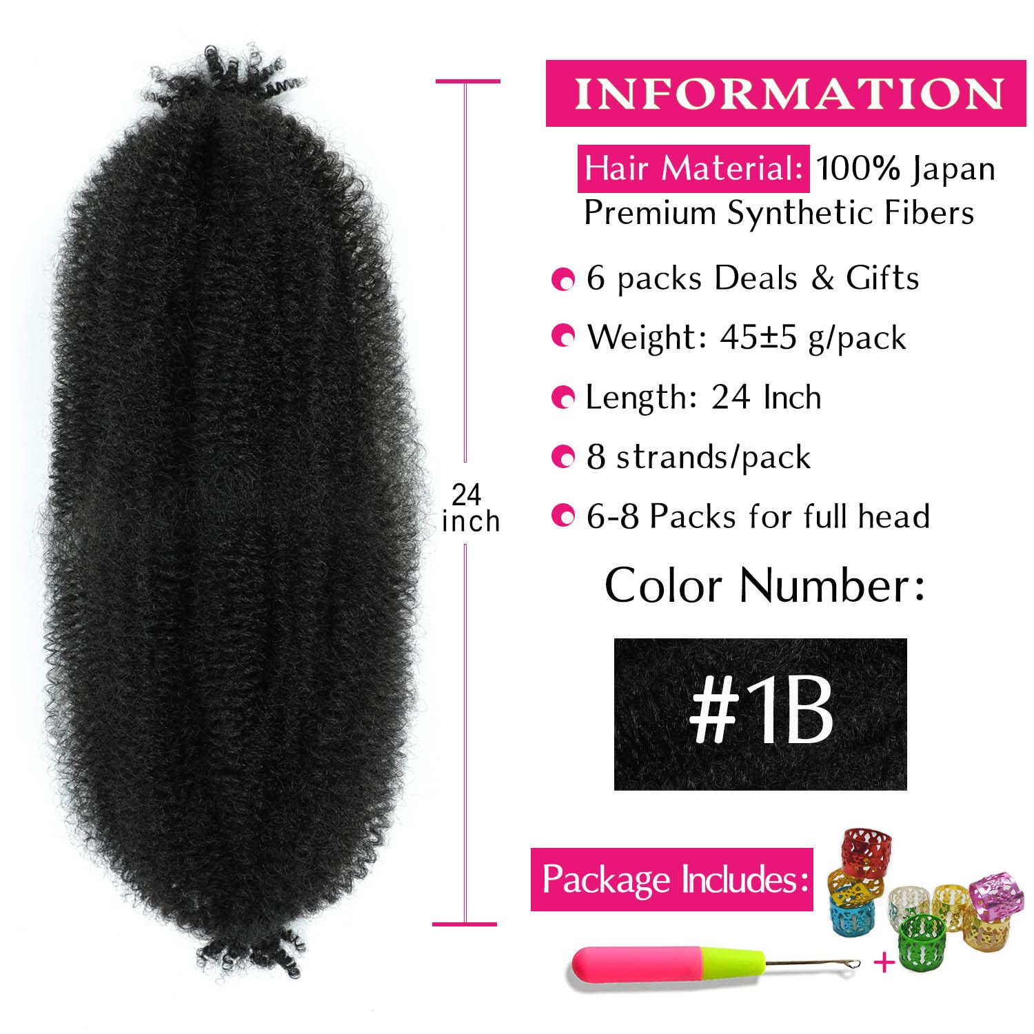 Snapklik.com : Afro Twist Hair 24 Inch 6 Packs, Springy Afro Twist Hair ...