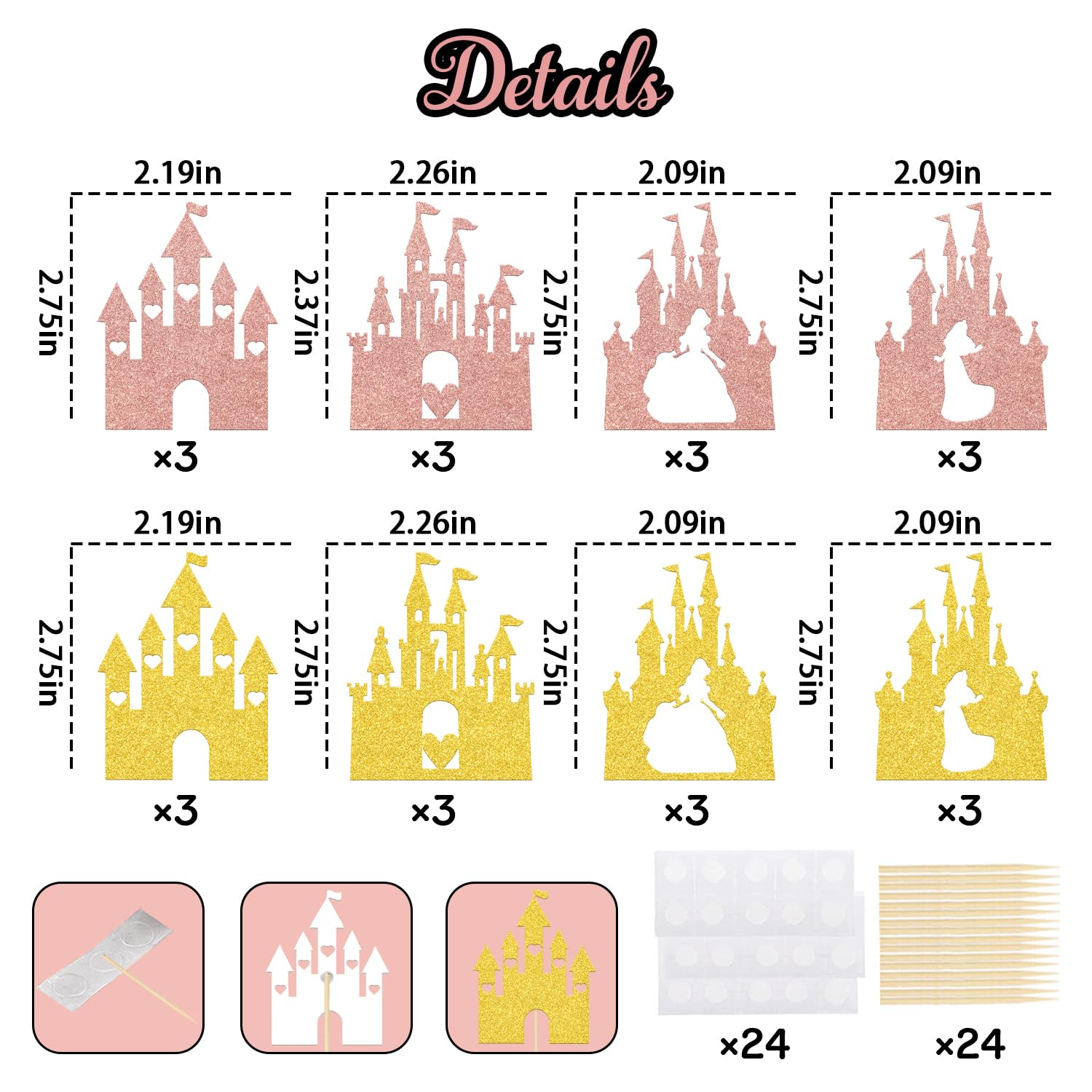 Snapklik.com : 24Pcs Castle Happy Birthday Cupcake Topper Castle ...