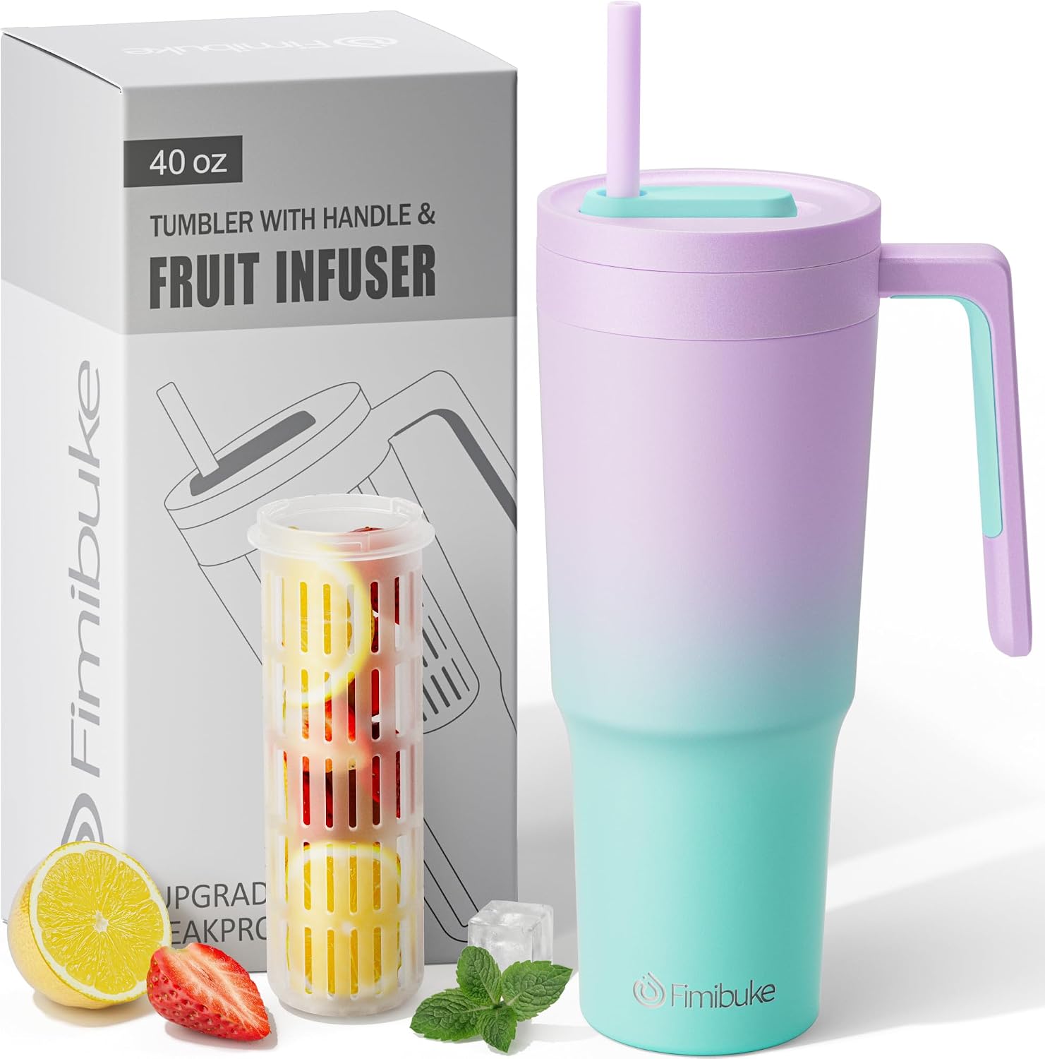 Amazon.com: Fimibuke 40 oz Tumbler with Handle & Fruit Infuser ...