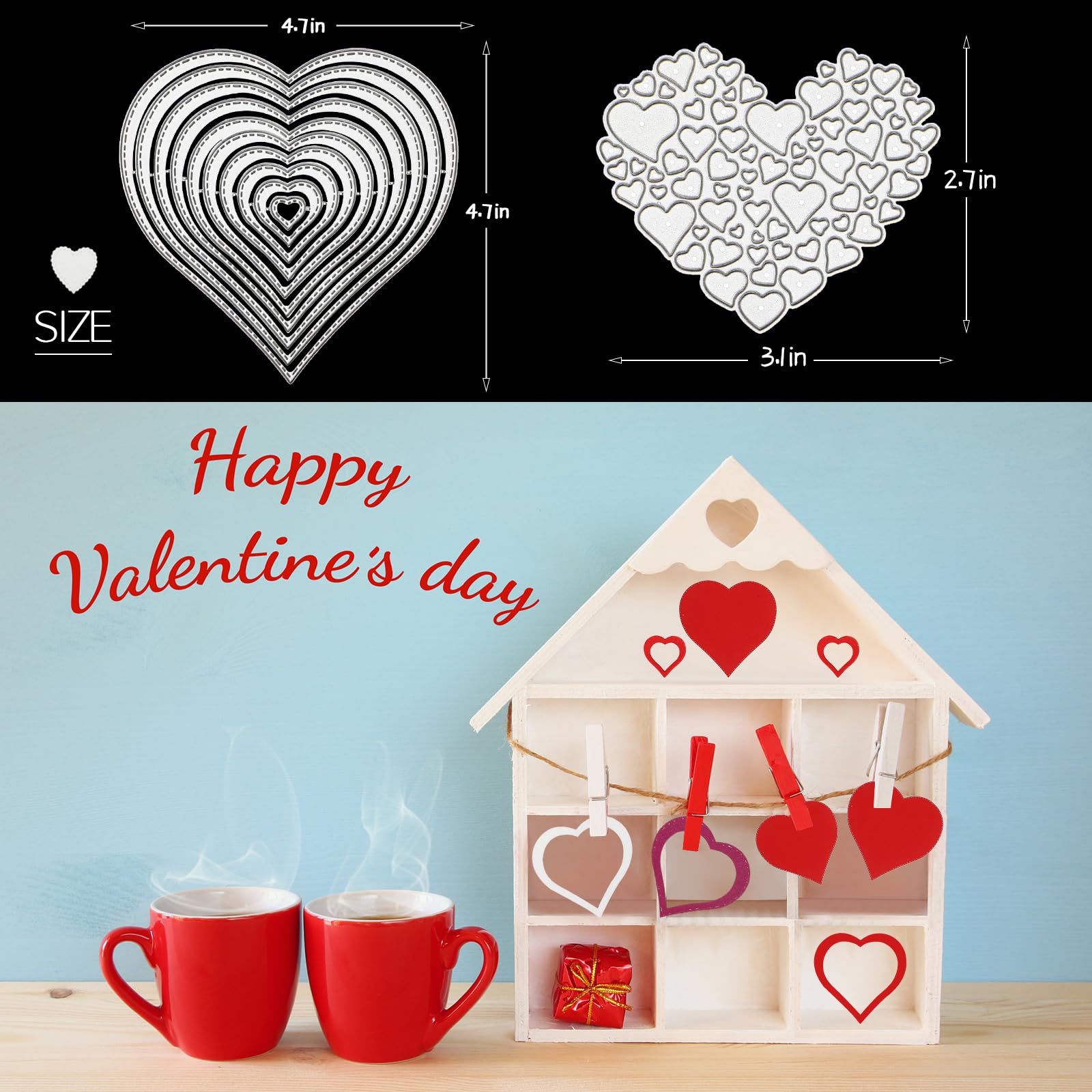 Snapklik.com : 14 Pcs Valentines Day Cutting Dies Love Heart Craft Dies ...