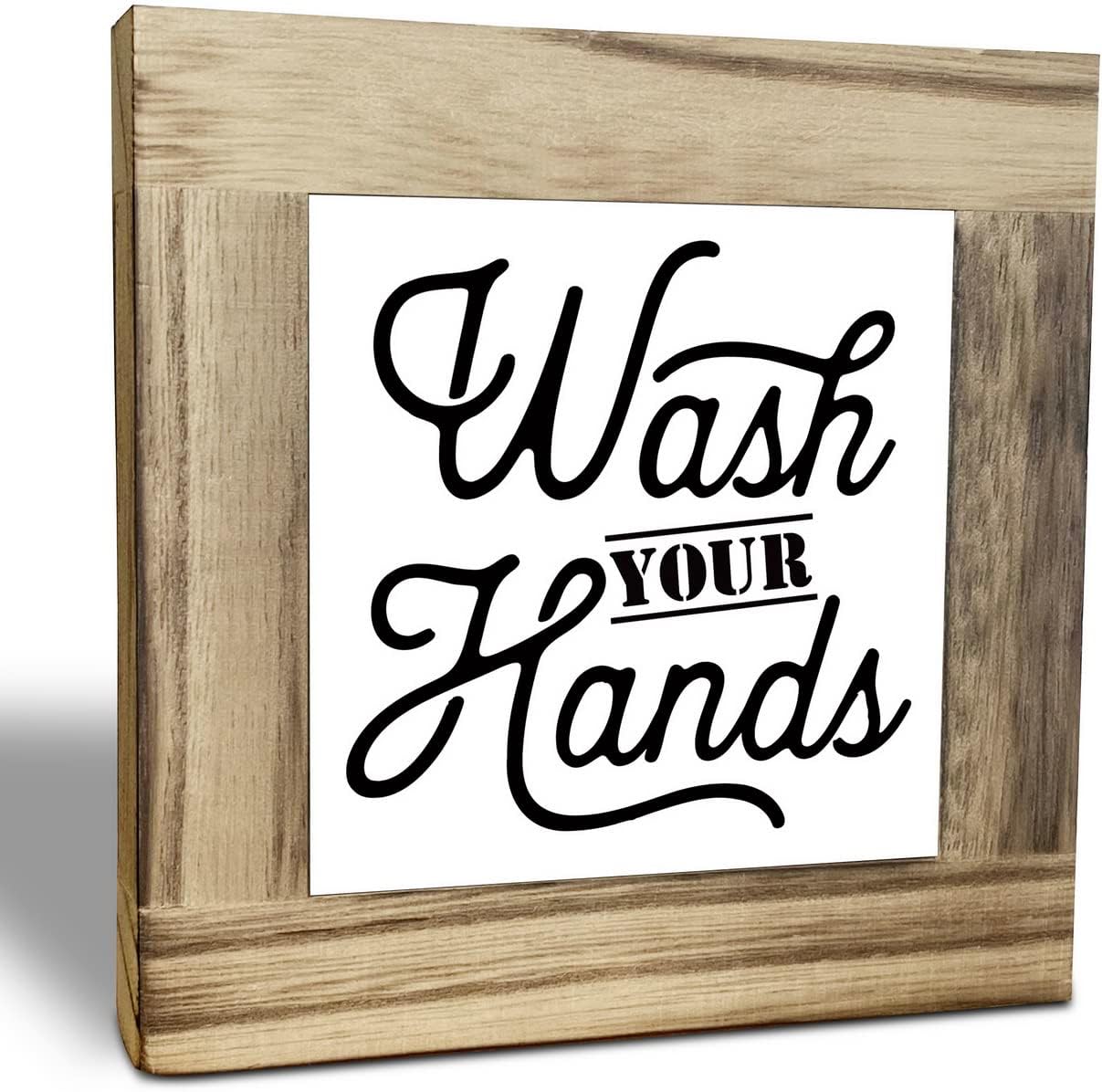 Amazon.com: Rustic Bathroom Wood Plaque Sign, Wash Your Hands, Funny ...