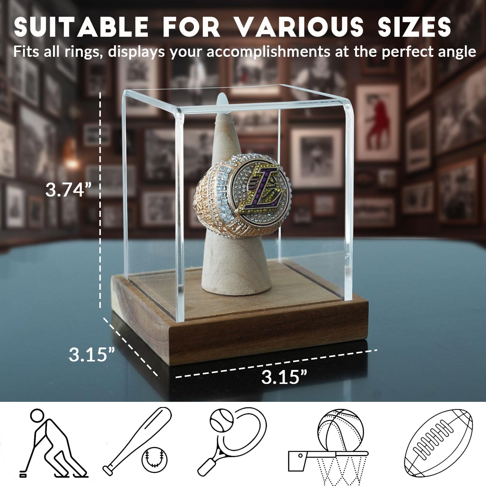 Snapklik.com : JupDec Championship Ring Display Case 2 Pack, Clear ...