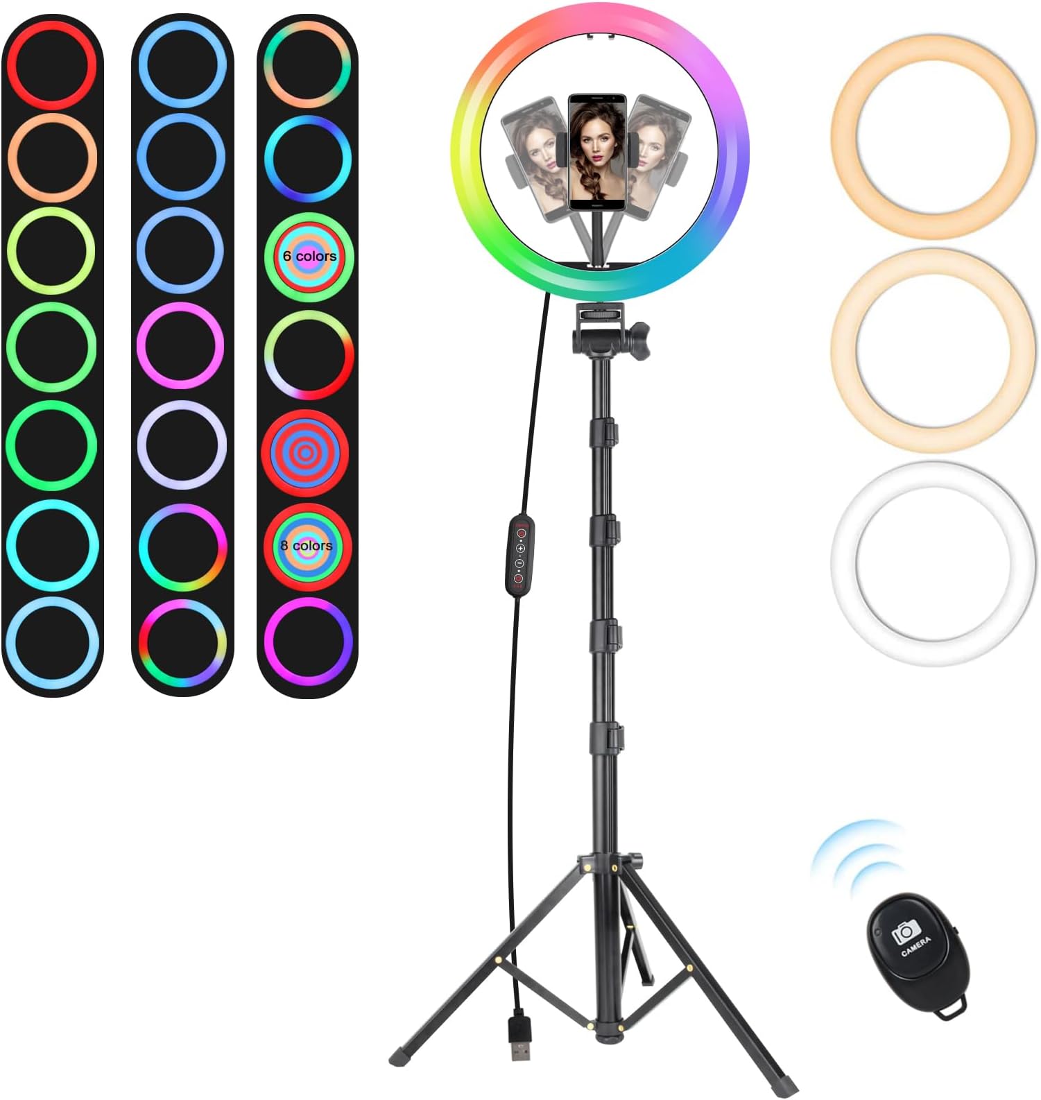 PEYOU 12" Aro de Luz con Trípode para Movil,186CM Ring Light 38 Modes ...