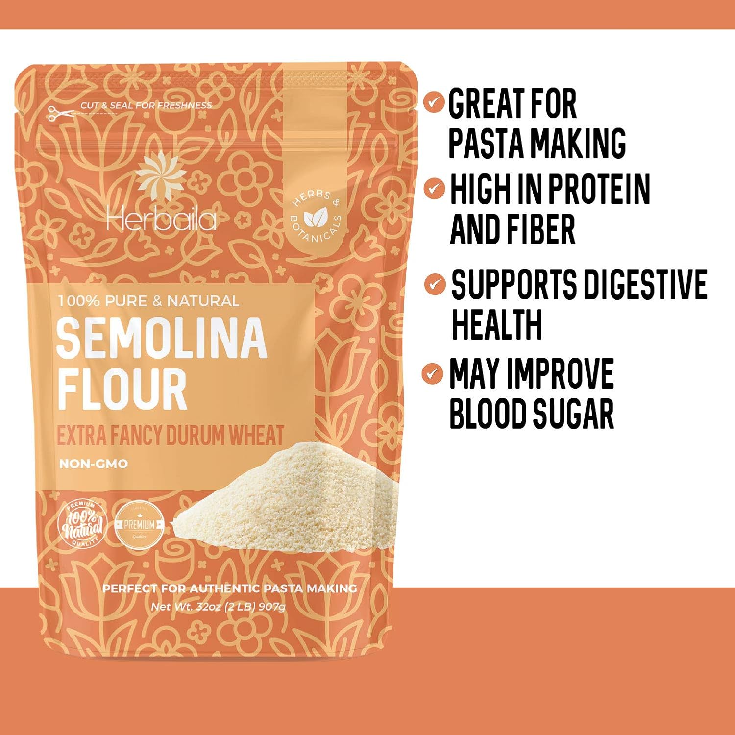 Herbaila Semolina Flour 2lbs / 32oz, Fine Semolina Philippines | Ubuy