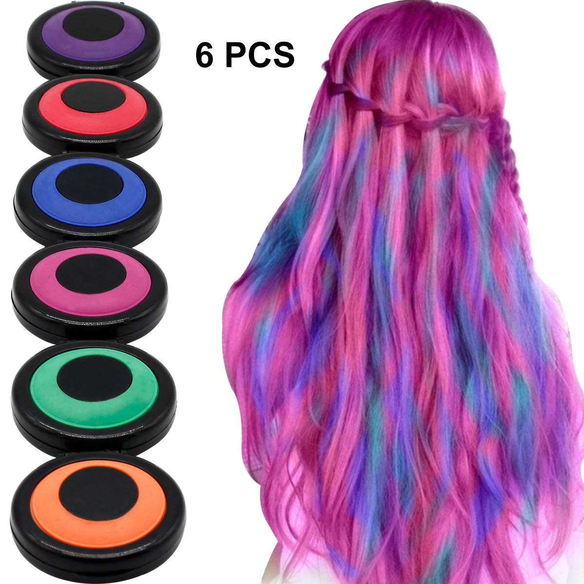 Amazon.com: HAIR CHALKS SET: 6 Colors Temporary Hair Coloring Chalk ...