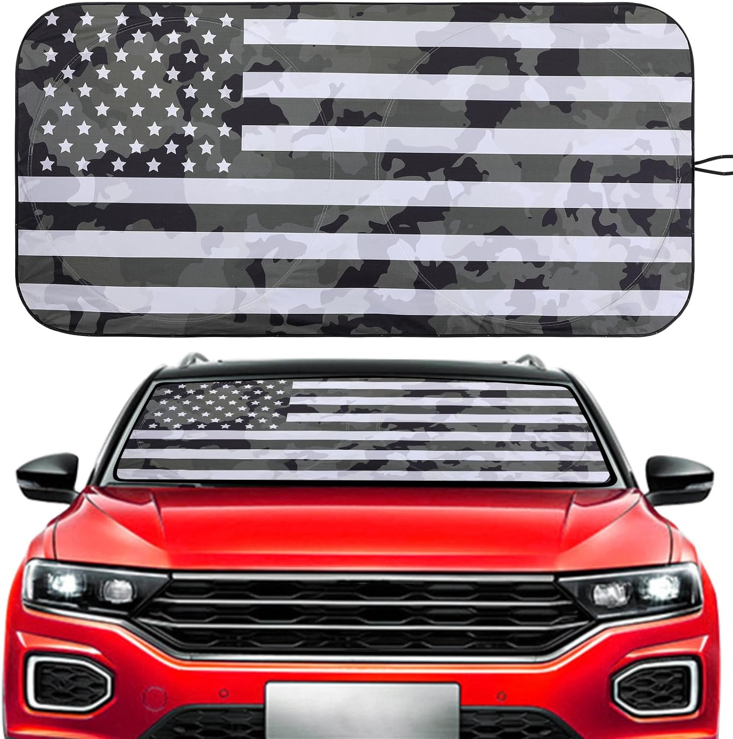 Amazon.com: Vepagoo Car Windshield Sun Shade for Front Window American ...