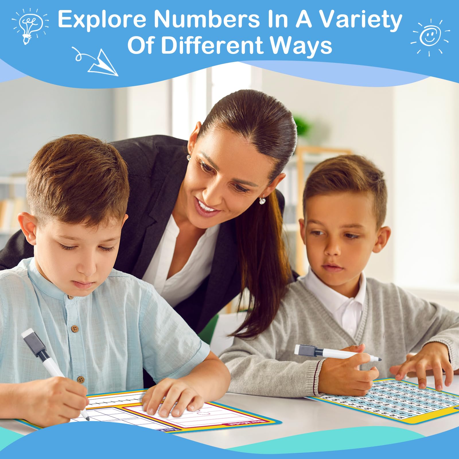 Snapklik.com : 12 Pack Dry Erase Board Card,9" X 12" Small Whiteboard ...